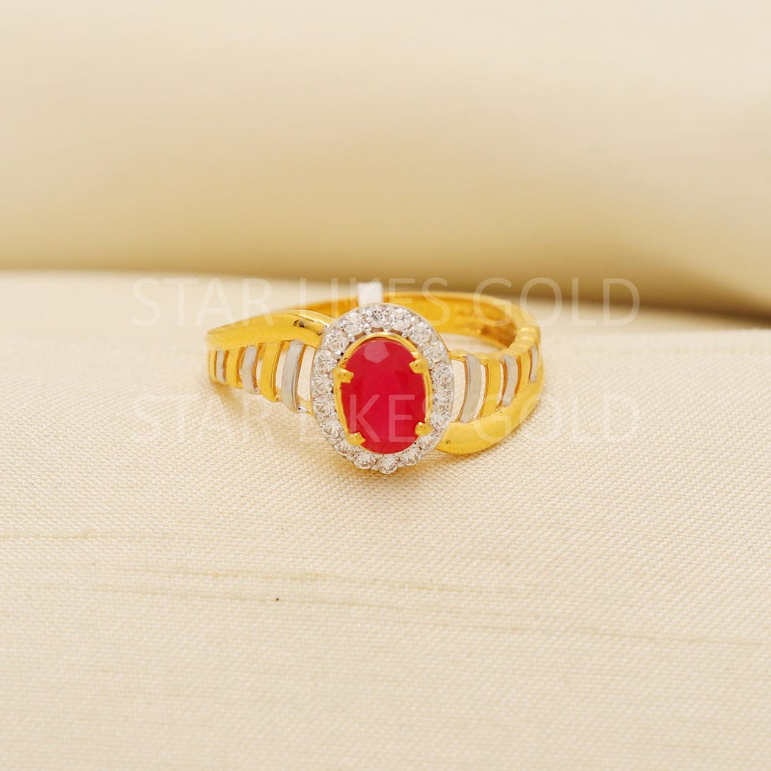 Handmade 22k Gold Red Stone Ring – Artisan Gemstone Jewelry, - Etsy