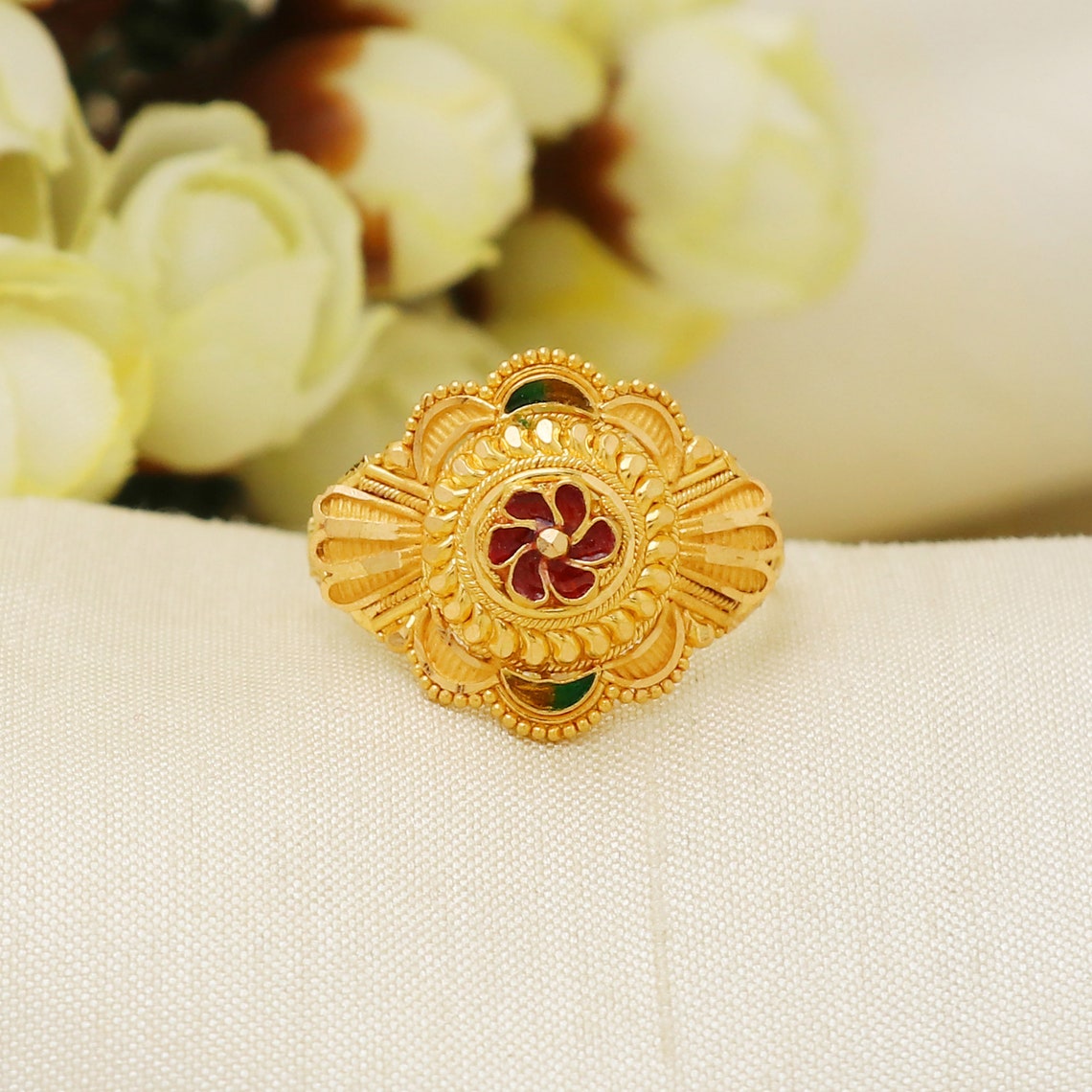 Indian Style 22k 22KT GOLD RING Handmade Fine Jewelry for Gift - Etsy