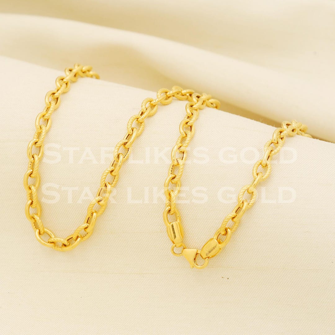 22k 22KT GOLD Chain Necklace Handmade Fine Jewelry, PR1349 - Etsy