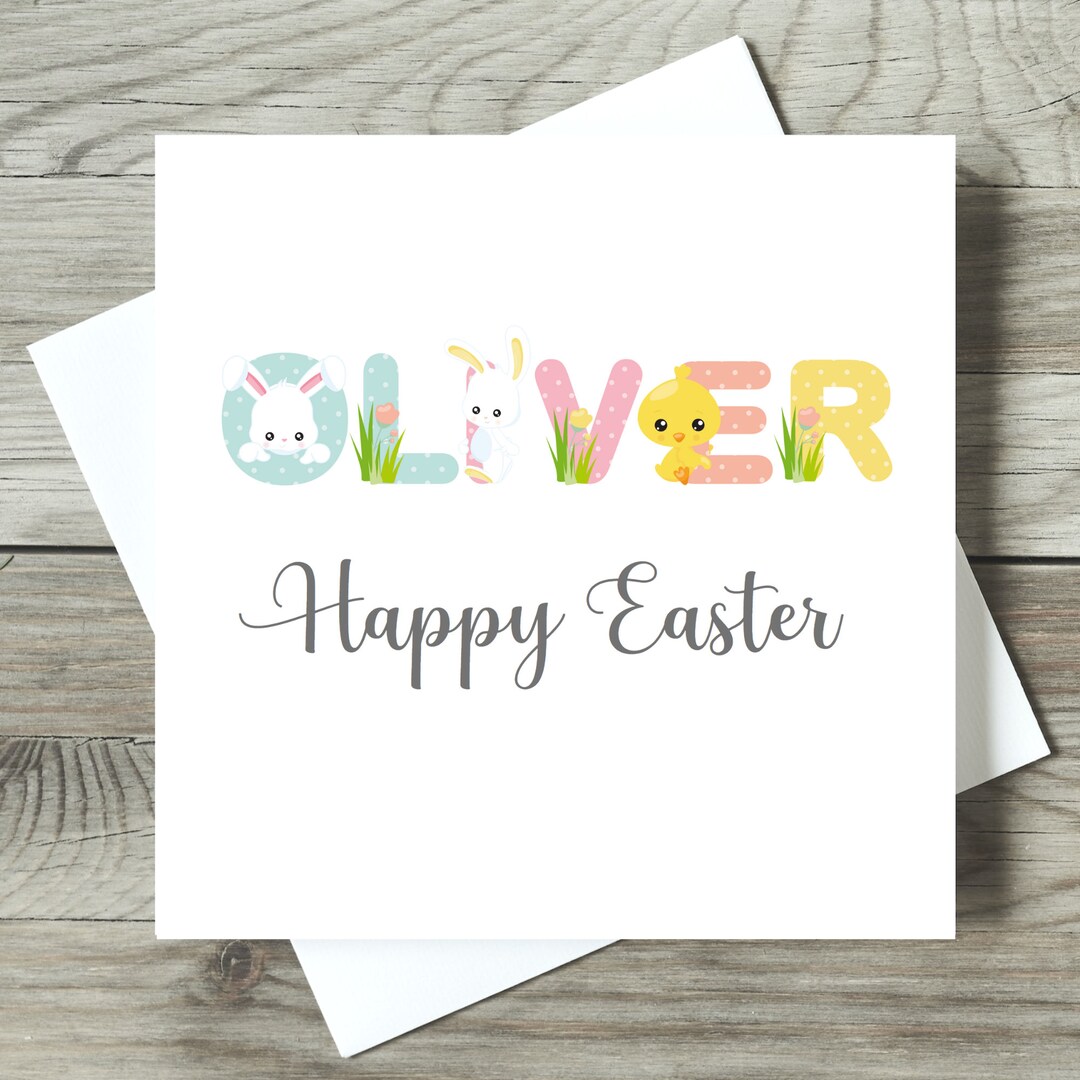 Personalised Easter Card | Easter Bunny Greetings Card | Handmade Card ...