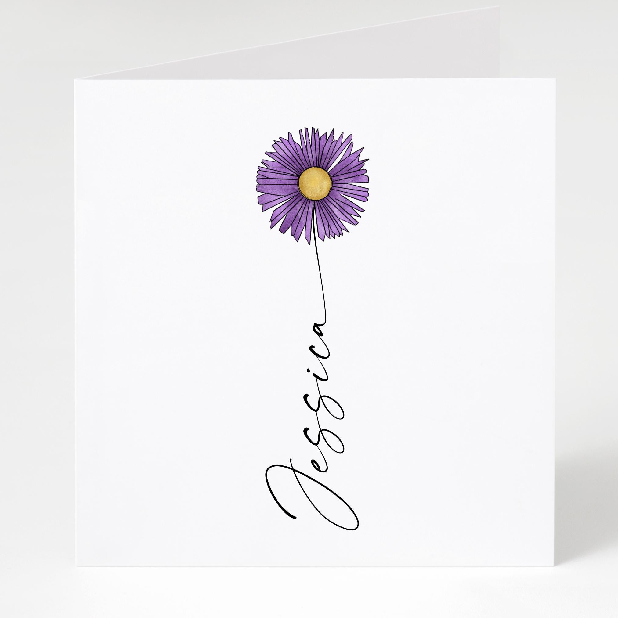 Personalised Birth Flower Card, Customised With Name Stem, Meaningful ...