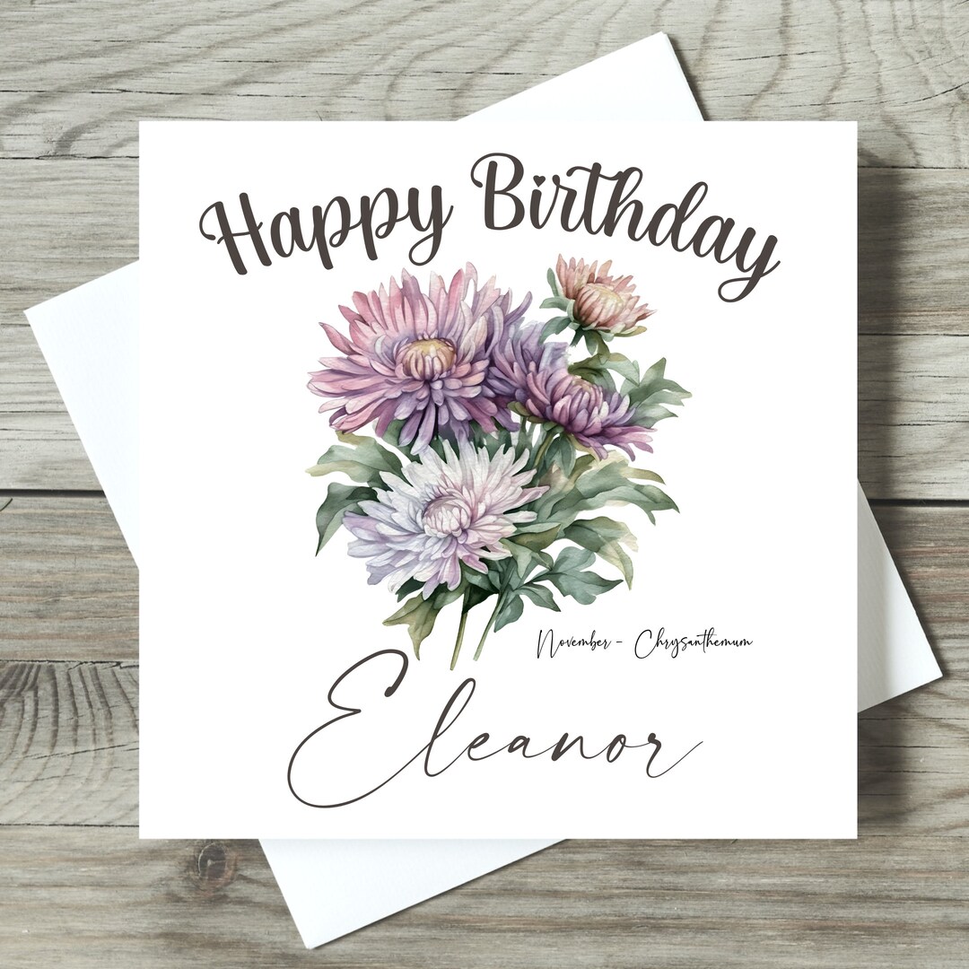 Personalised Birth Flower Card, Birthday Greetings Card, November ...