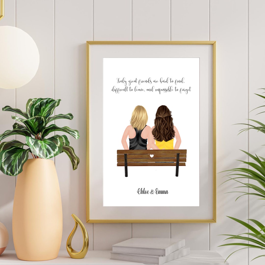Best Friend Portrait Customised Bestie Print Birthday Gift - Etsy