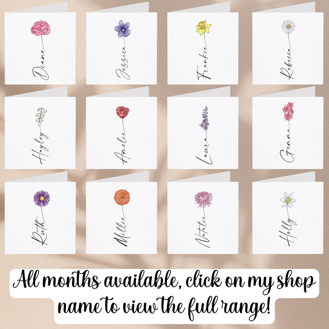 Personalised Daisy Birth Flower Card, Customised With Name, April ...