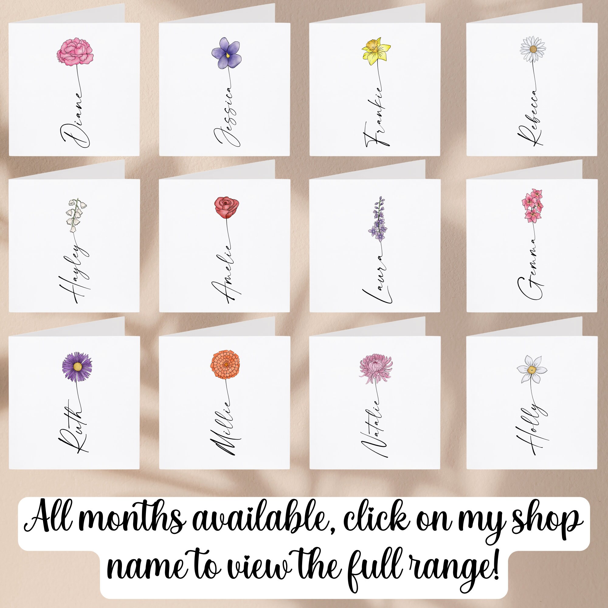 Personalised Daisy Birth Flower Card, Customised With Name, April ...