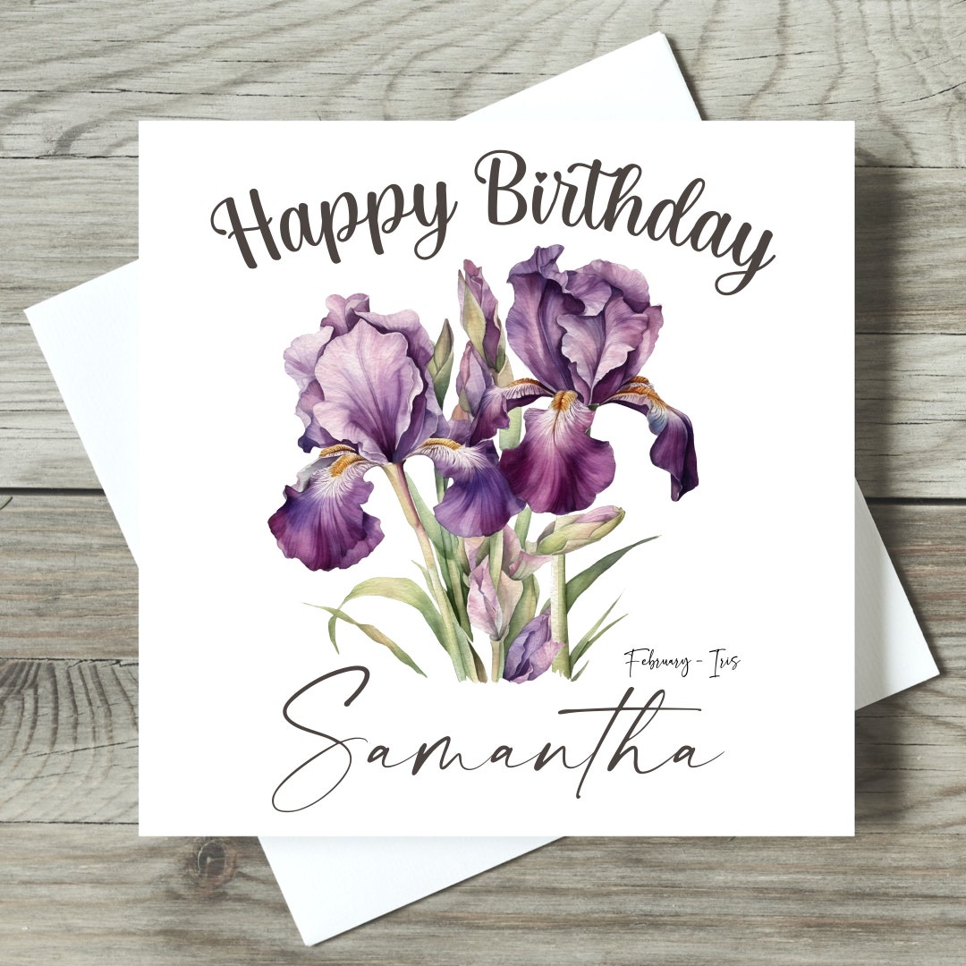 Personalised Birth Flower Card, Birthday Greetings Card, February ...