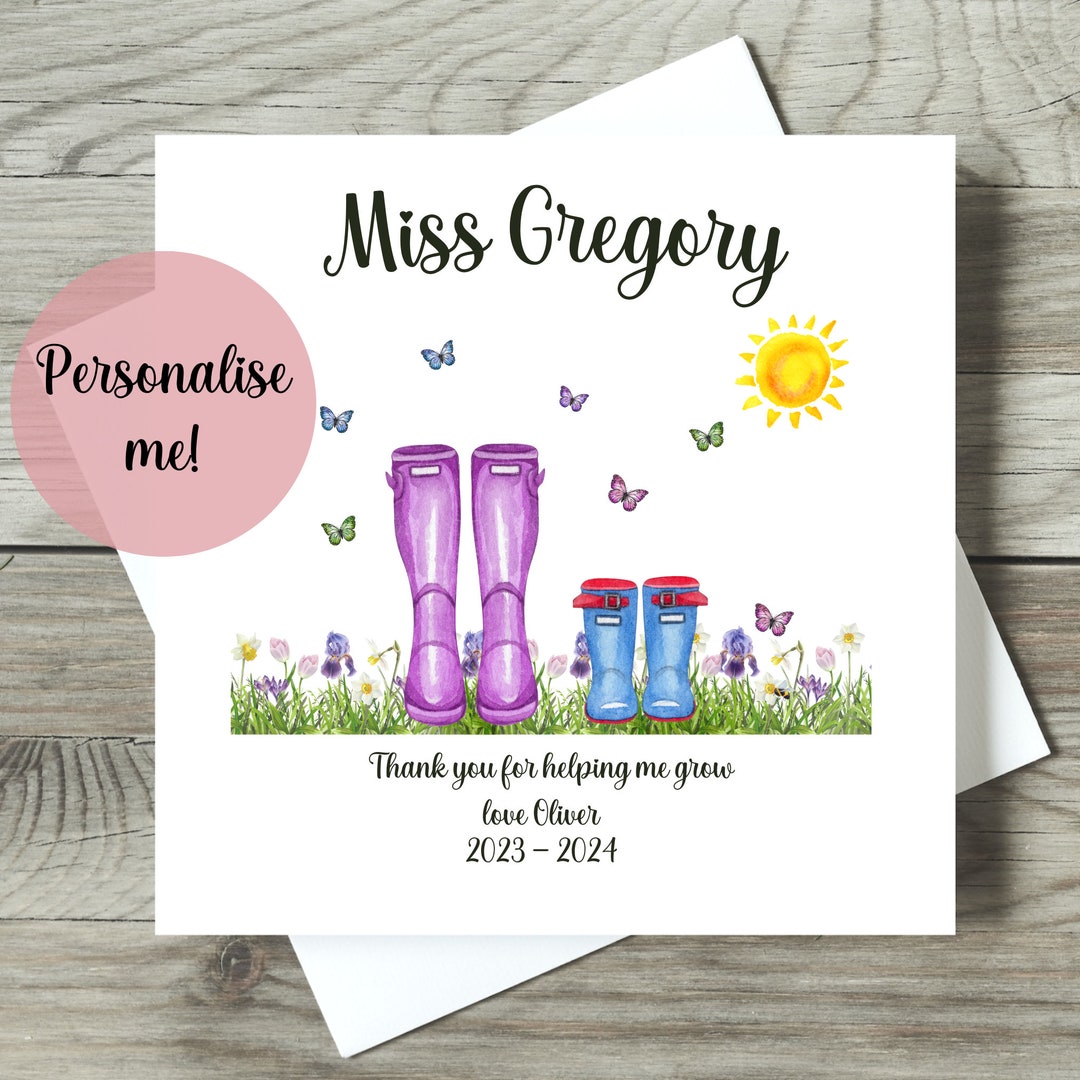 Personalised Teacher Thank You Card, End of Year, Nursery, School, TA ...