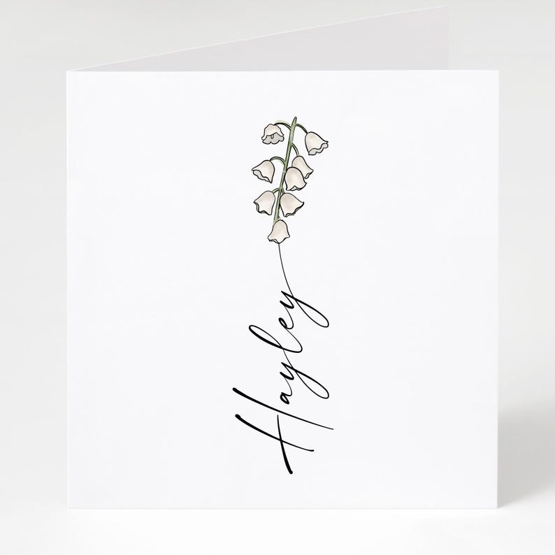 Personalised Birth Flower Card, Customised With Name Stem, Meaningful ...
