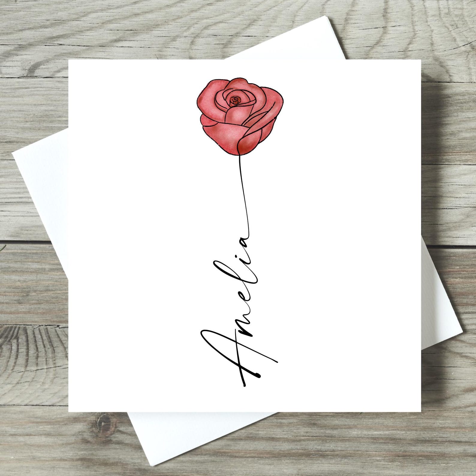 Personalised Birth Flower Card, Customised With Name Stem, Meaningful ...