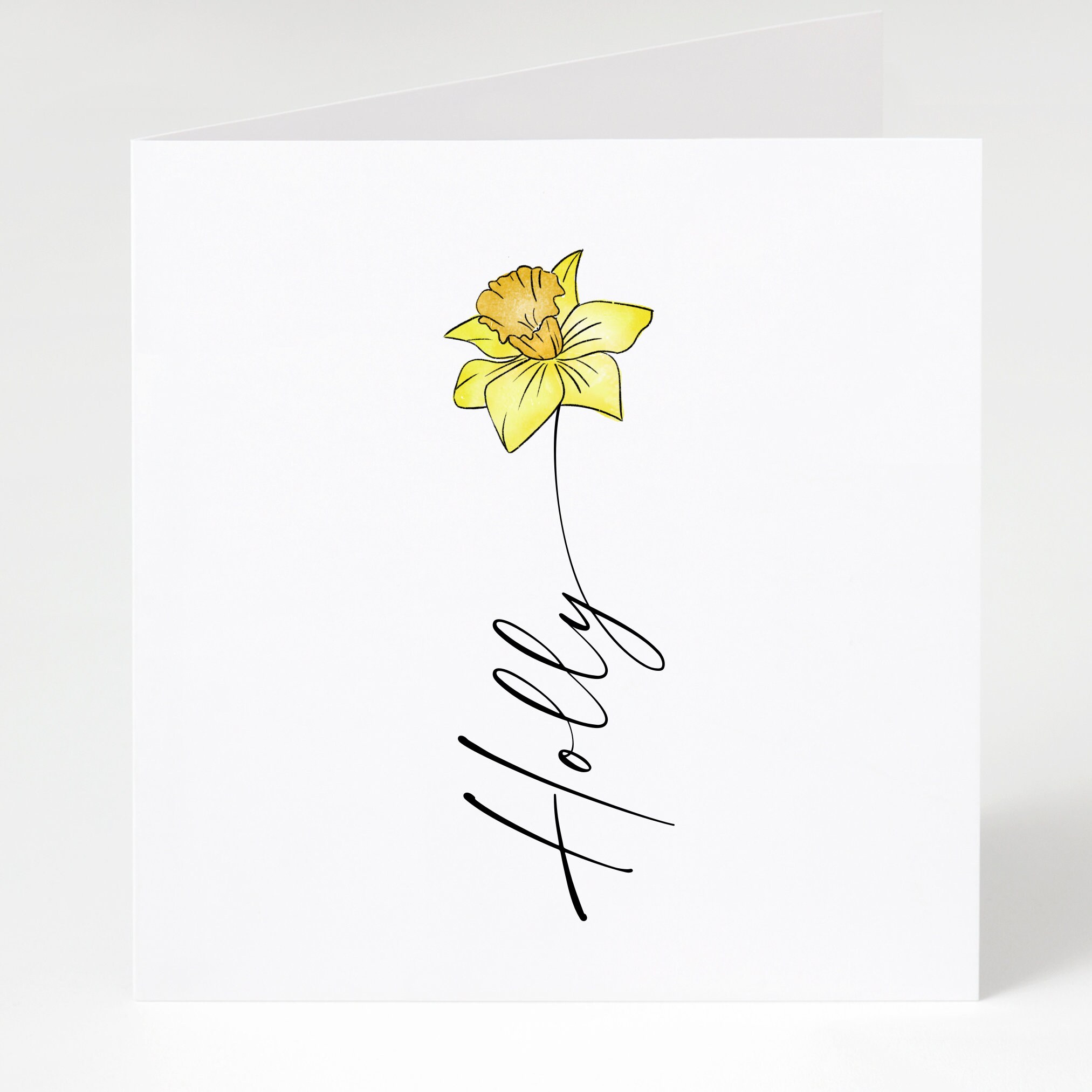 Personalised Daffodil Birth Flower Card, Customised With Name, March ...