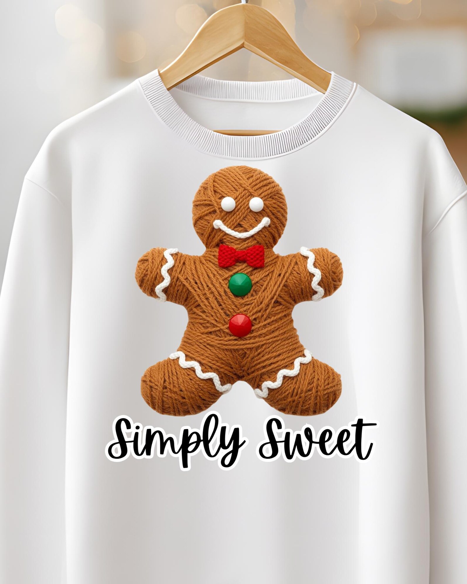 Preppy Gingerbread Man Faux Yarn PNG | Christmas Cookie Sublimation ...
