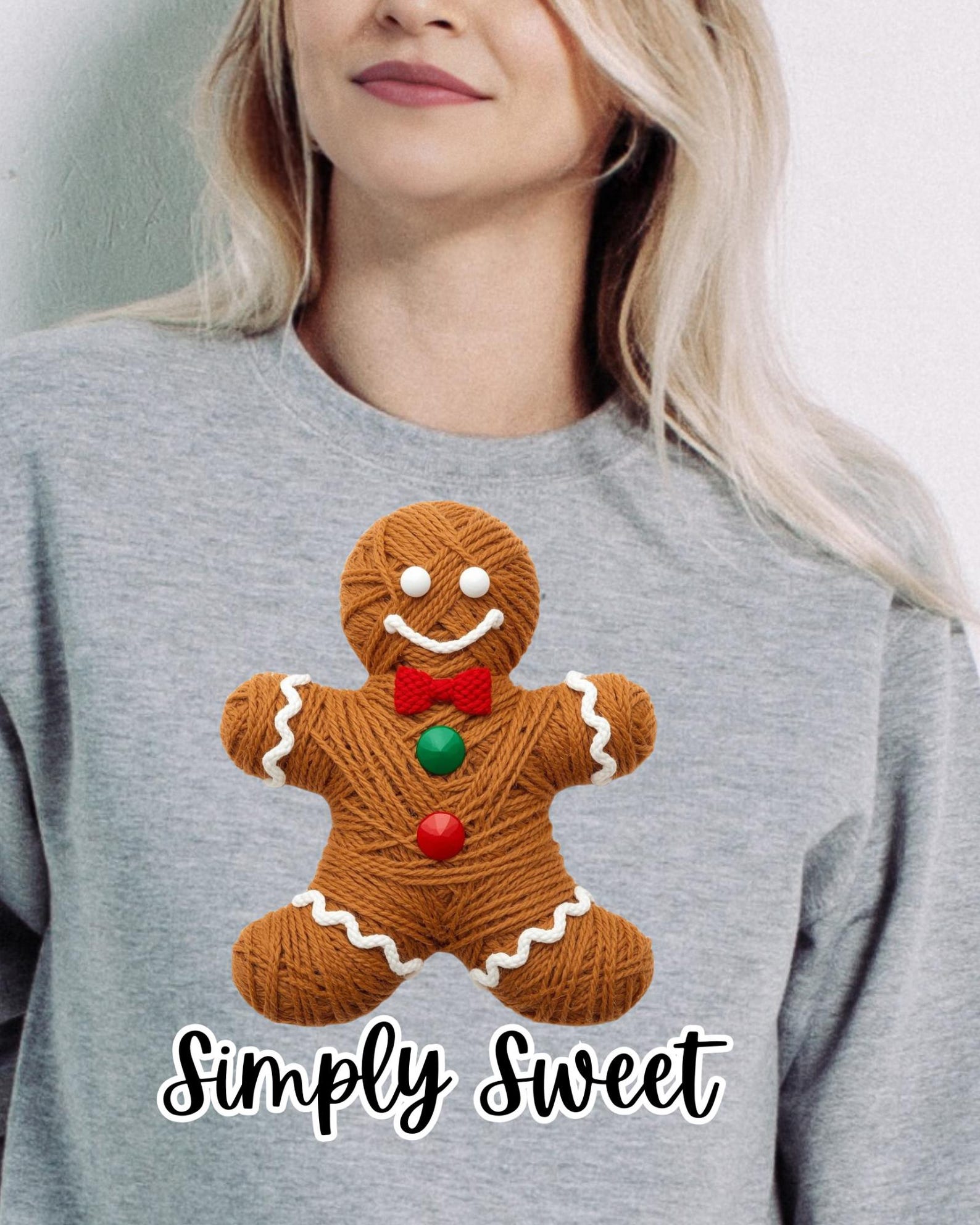 Preppy Gingerbread Man Faux Yarn PNG | Christmas Cookie Sublimation ...