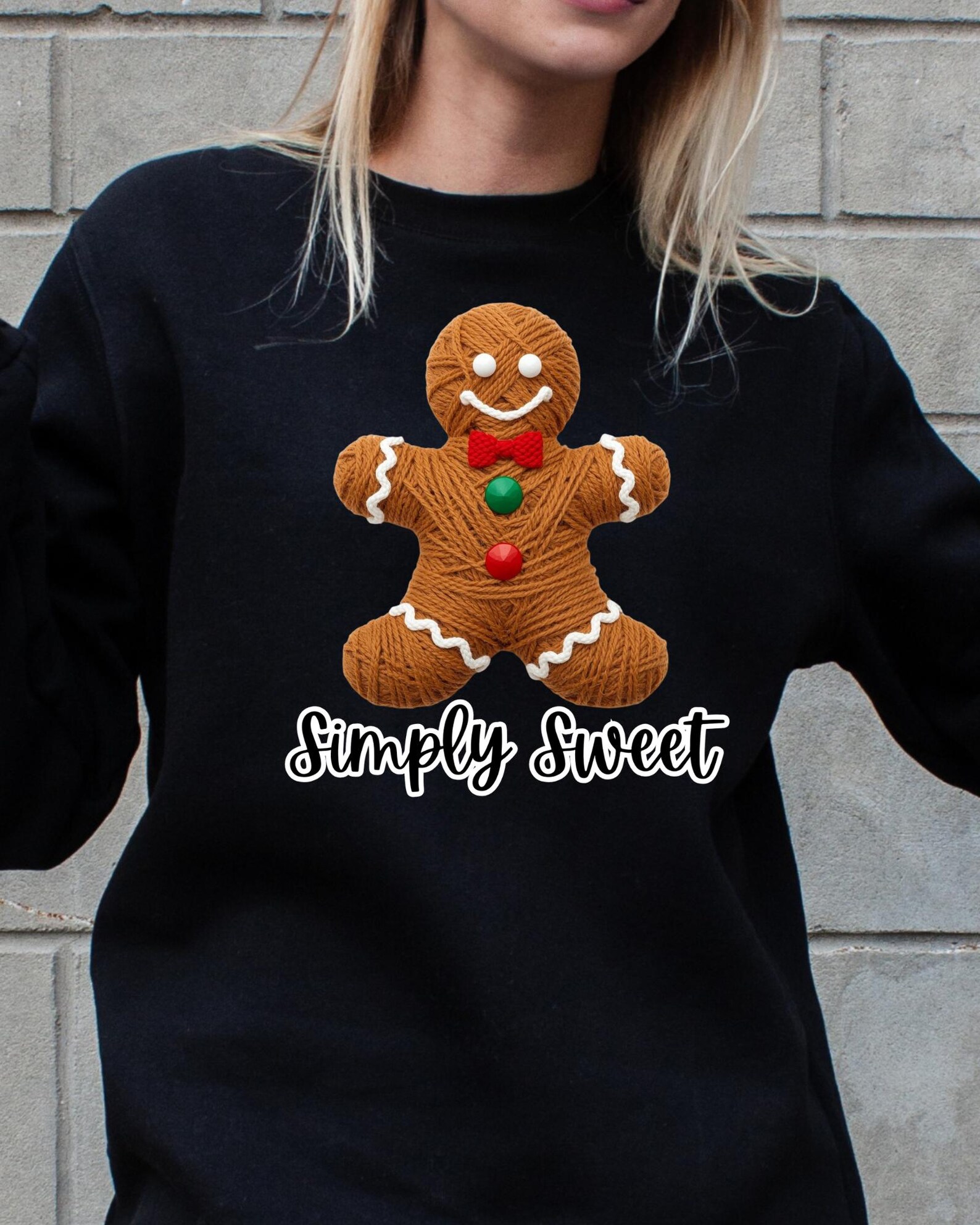 Preppy Gingerbread Man Faux Yarn PNG | Christmas Cookie Sublimation ...