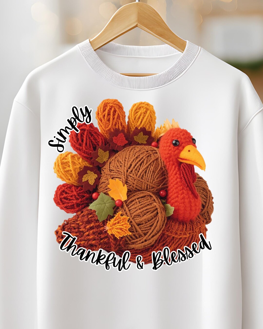 Preppy Thankful Turkey Faux Yarn PNG | Thanksgiving Fall Sublimation ...