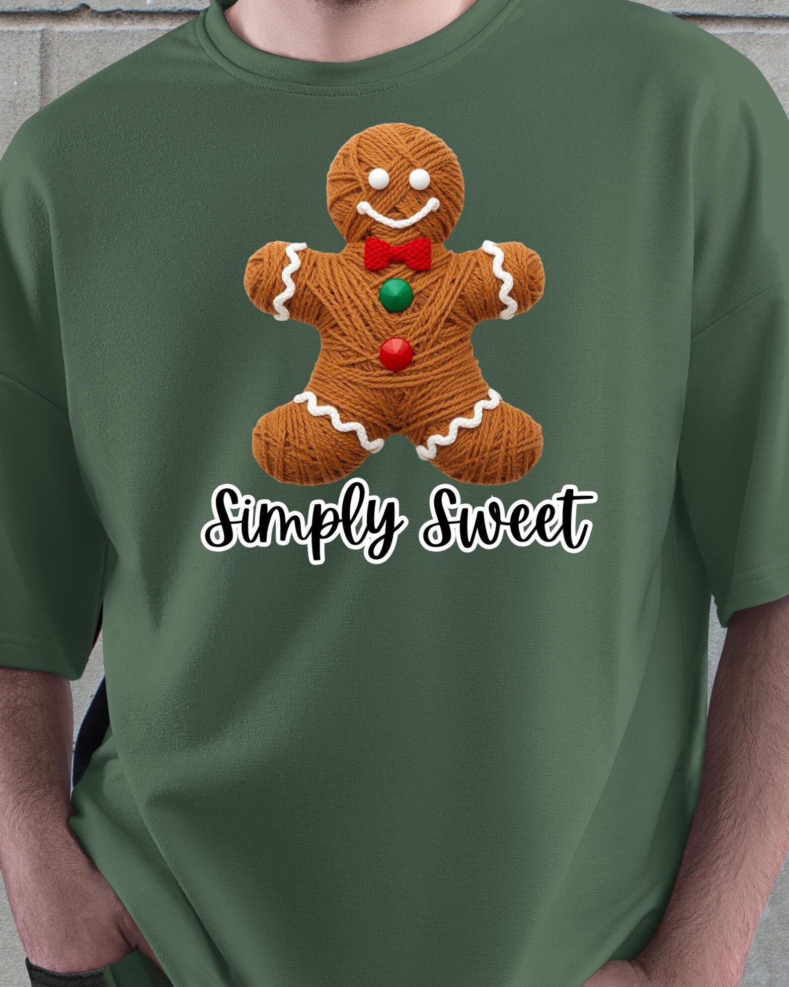 Preppy Gingerbread Man Faux Yarn PNG | Christmas Cookie Sublimation ...