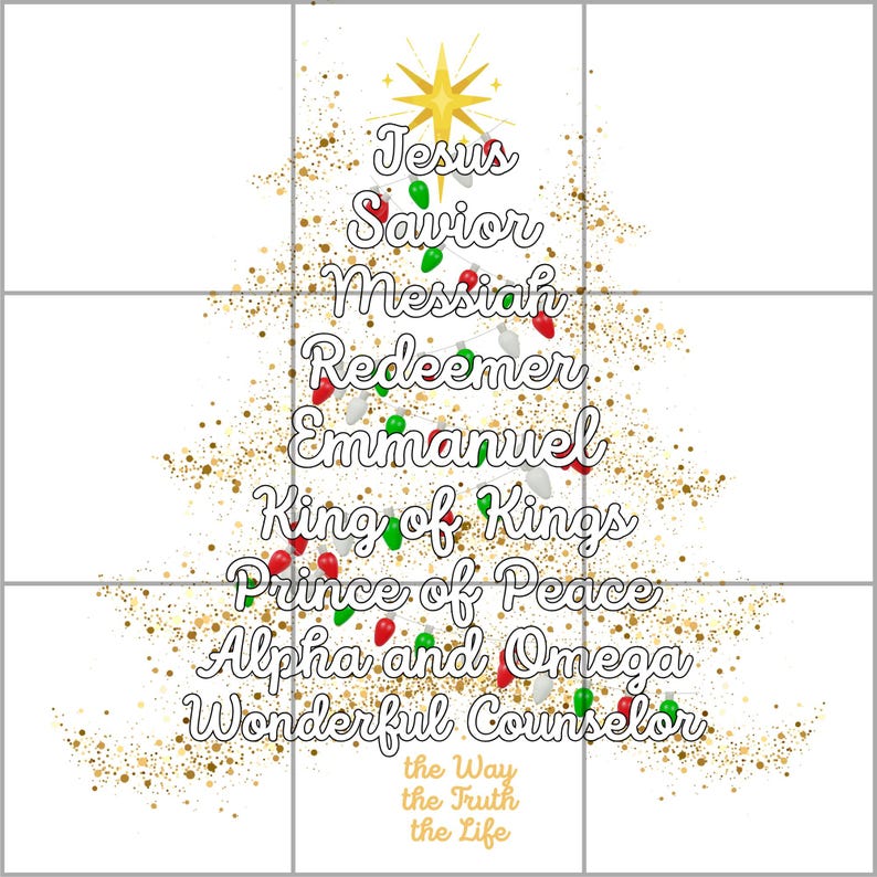 Names of Jesus Christmas Tree PNG | Christian Holiday Sublimation ...