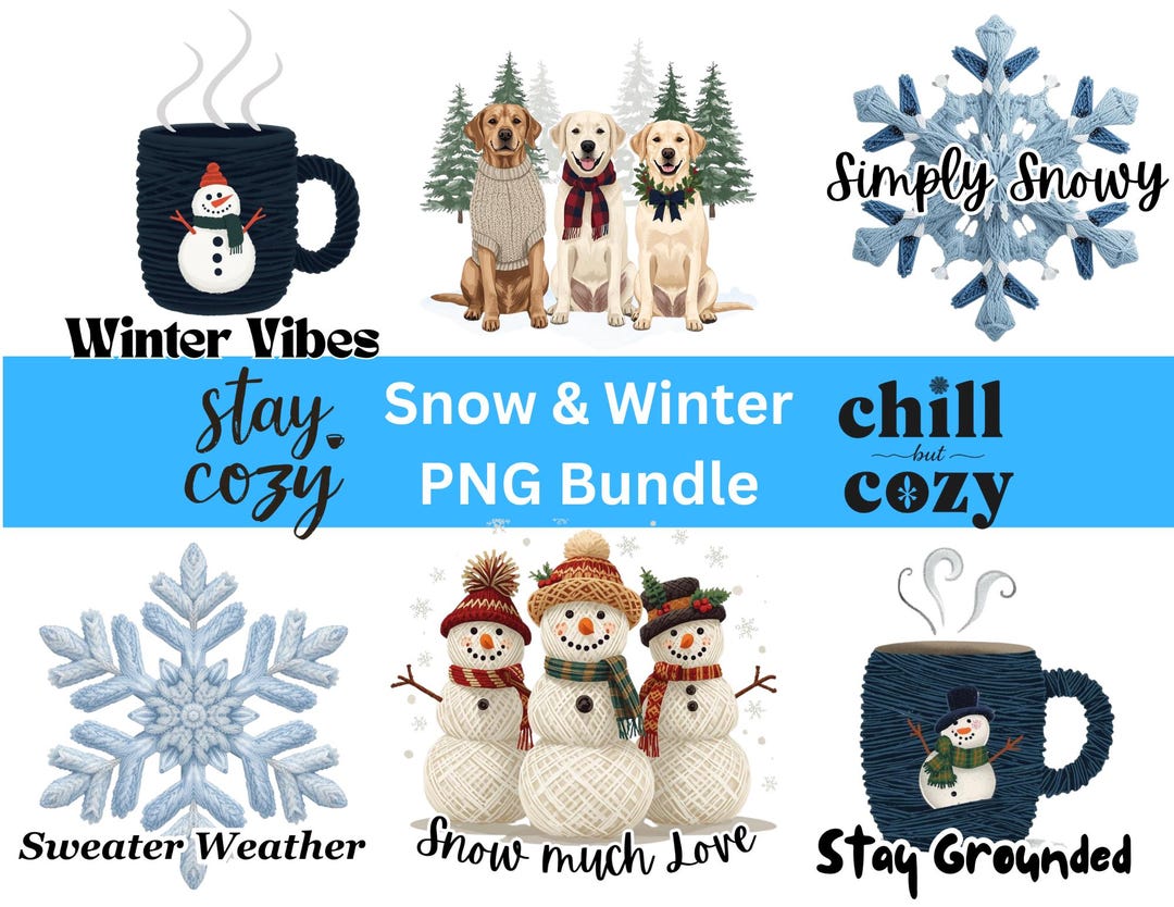 Preppy Christmas Winter Snow PNG Bundle | Cozy Season Sublimation ...
