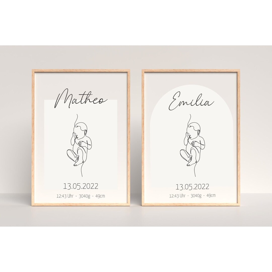 Birth Poster Personalized Birth Board Individual Birth Announcement ...