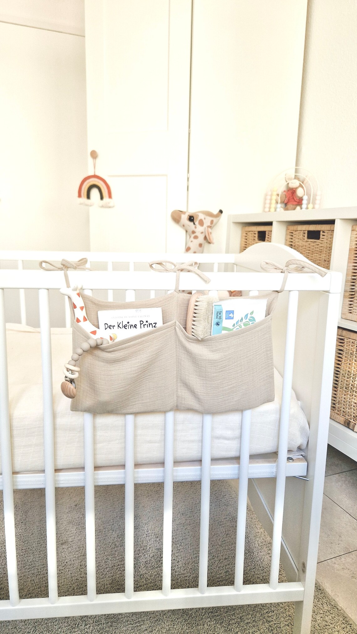 Bett-Organizer Bettumrandung Musselin Babybett Umrandung aus - Etsy.de