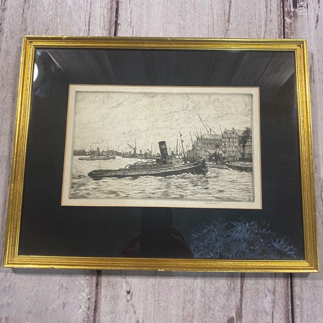 Ship Steamboat Boat Nautical Maritime Etching 1953 British DOUGLAS ION ...