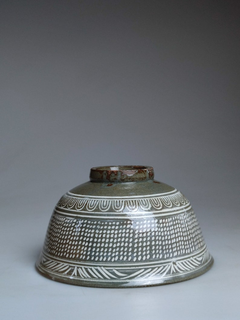 Vintage Japanese Hakeme Mishima Matcha Tea Bowl (3rd Generations ...