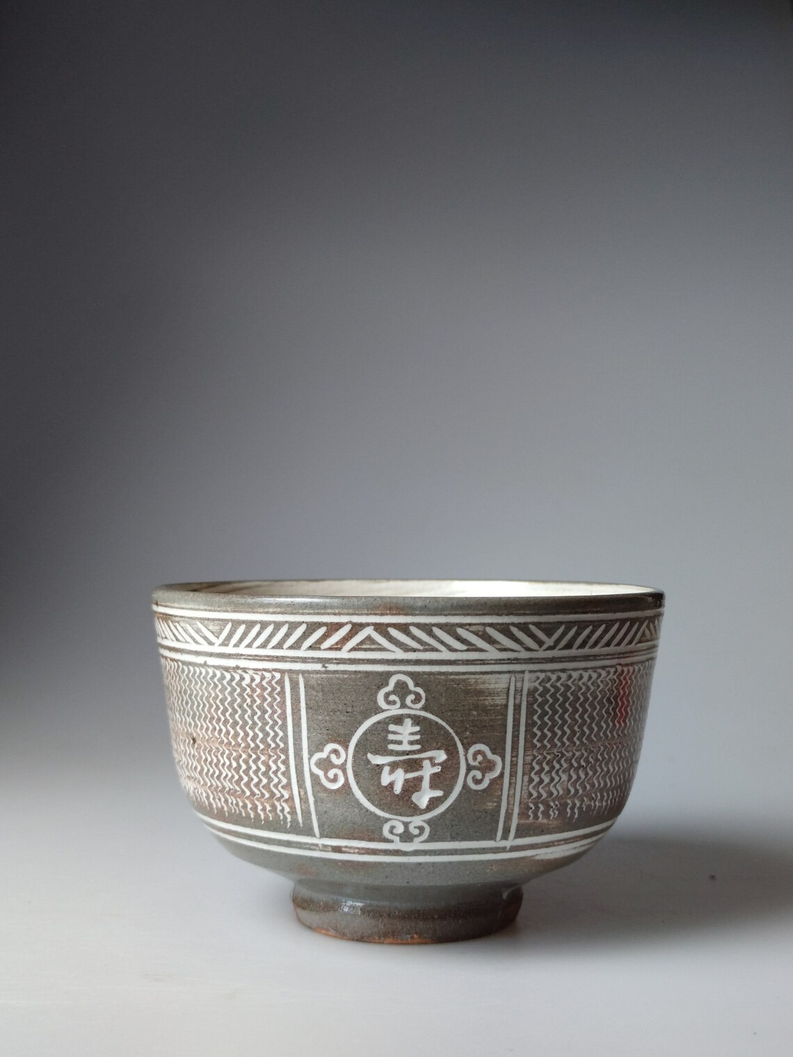 Vintage Japanese Hakeme Mishima Matcha Tea Bowl (3rd Generations ...