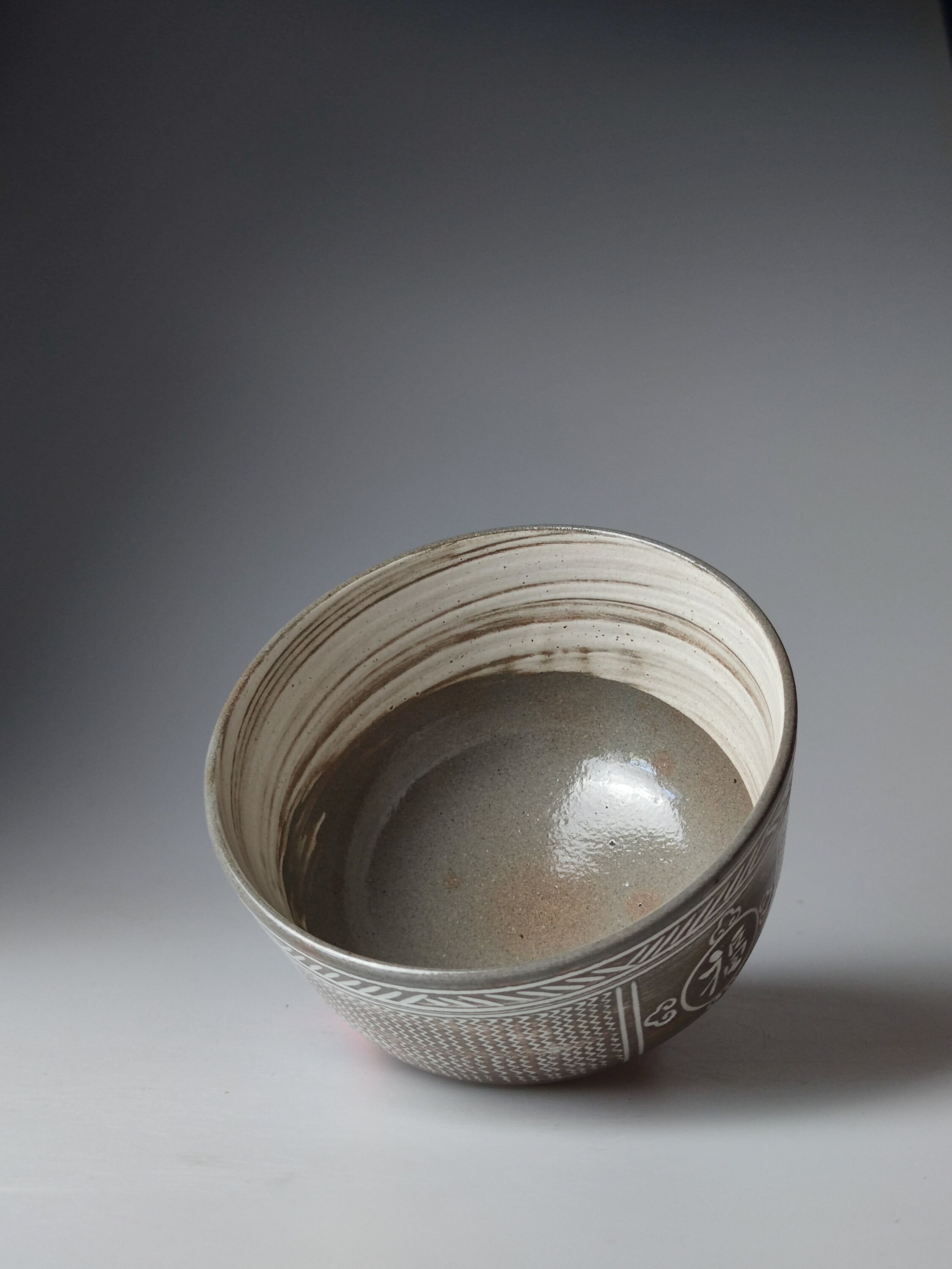 Vintage Japanese Hakeme Mishima Matcha Tea Bowl (3rd Generations ...