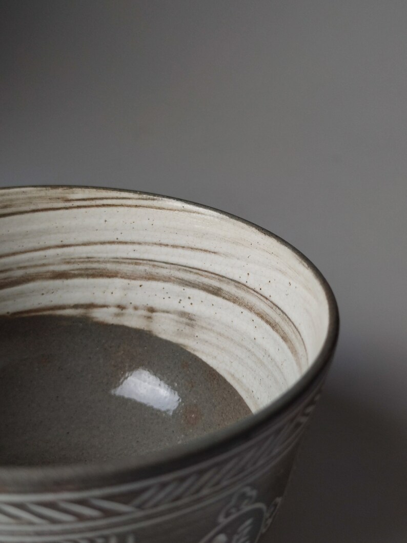 Vintage Japanese Hakeme Mishima Matcha Tea Bowl (3rd Generations ...