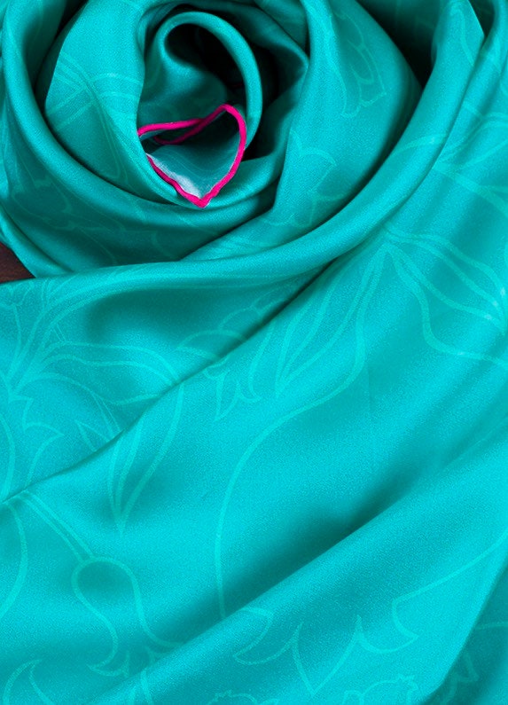 Turquoise Renaissance. Pomegranate Ornaments. Real Silk Scarf. - Etsy
