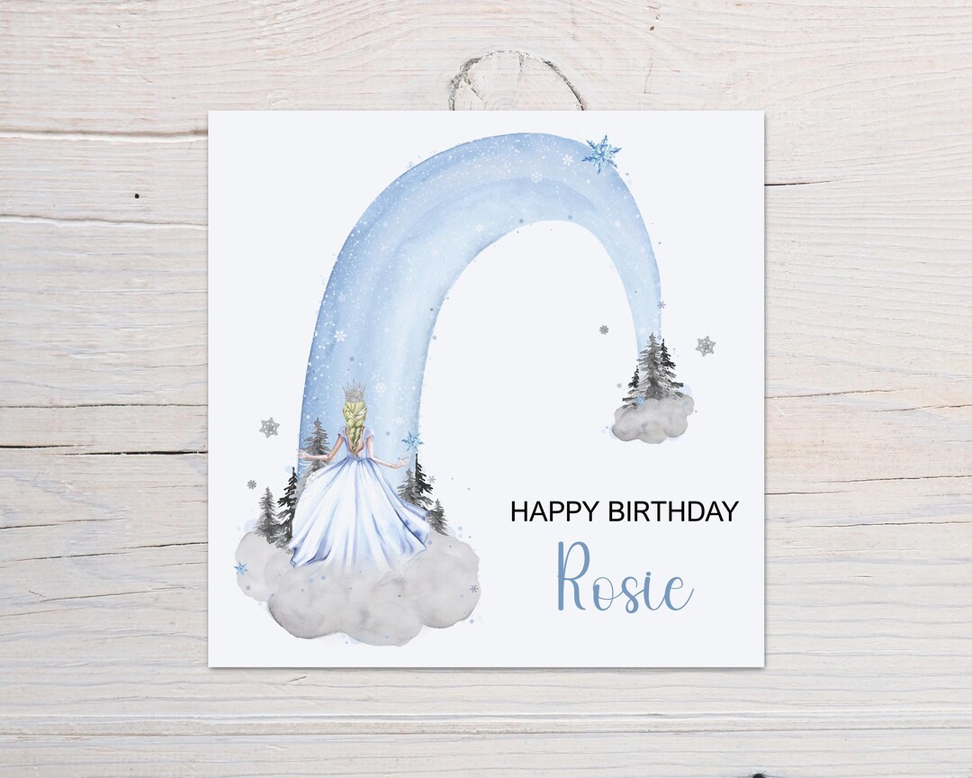 Personalised Snow Queen Birthday Card, Winter Princess Card, Custom ...