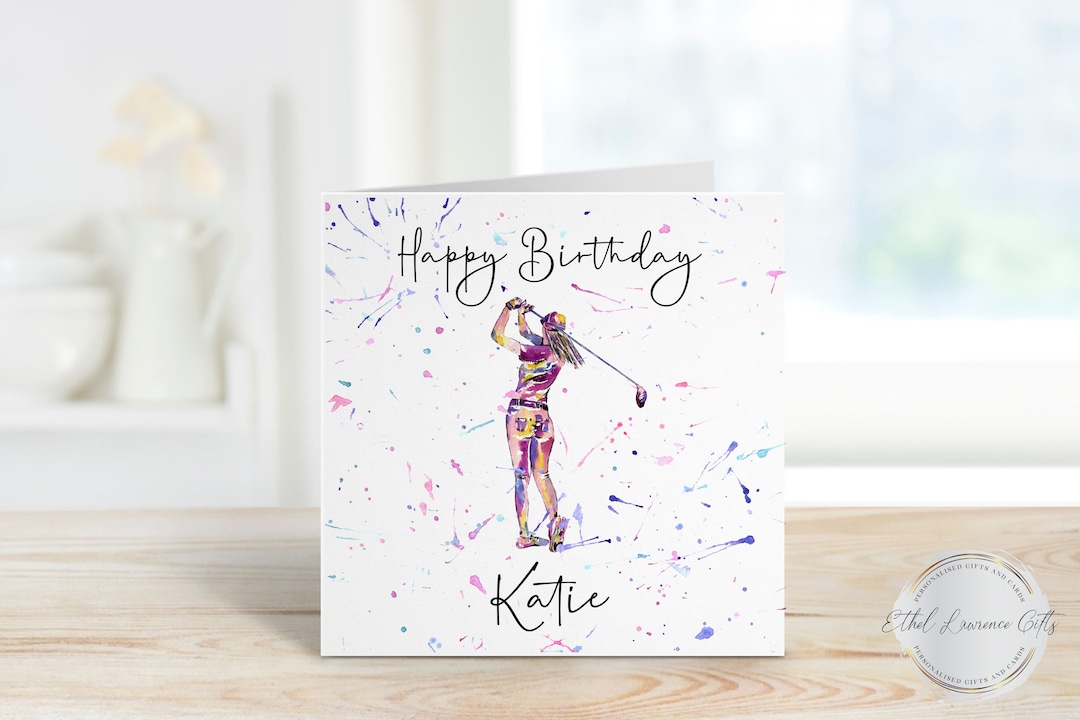 Golfer Happy Birthday Card, Personalised Golf Card, Female Golfer, Golf ...