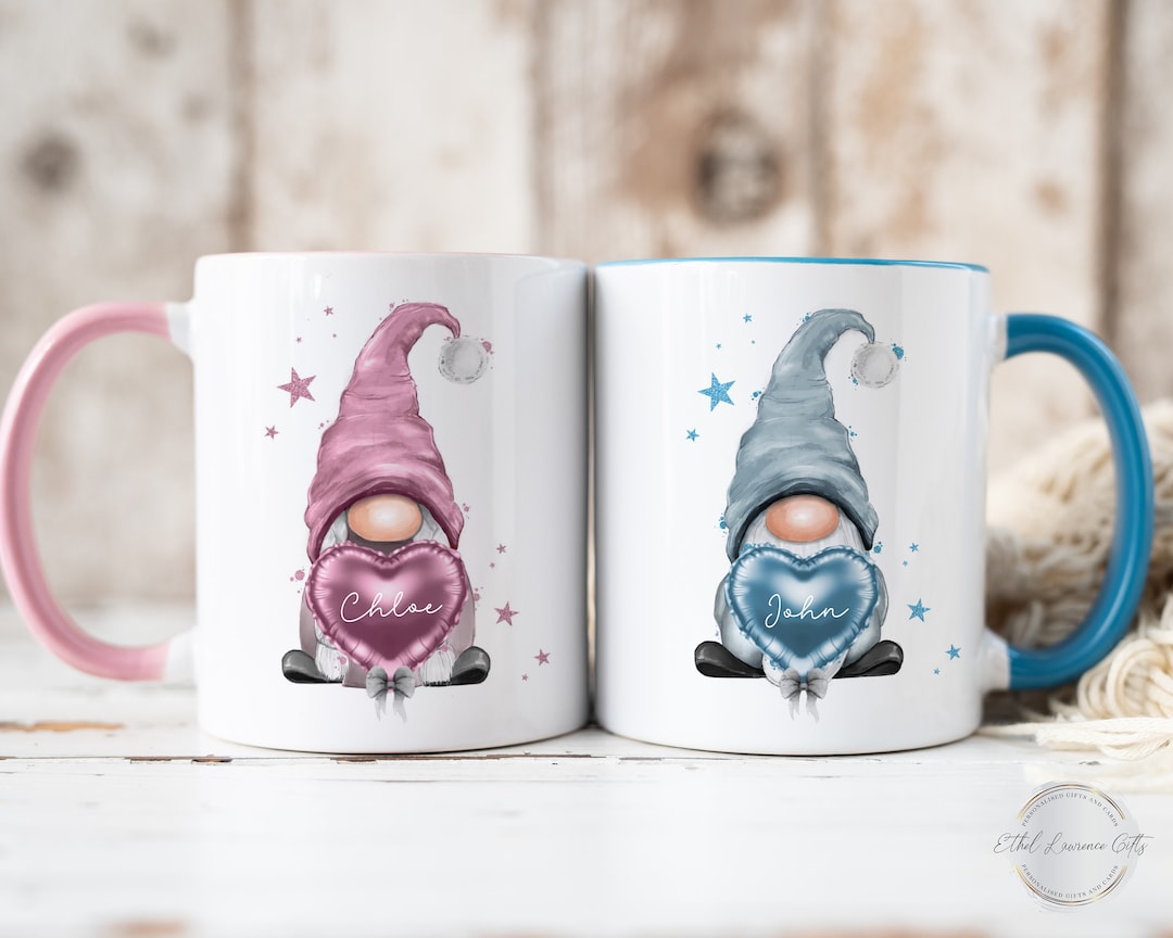 Personalised Gonk Mug, Pink Gonk, Blue Gonk, Valentine's Day, Mother's ...