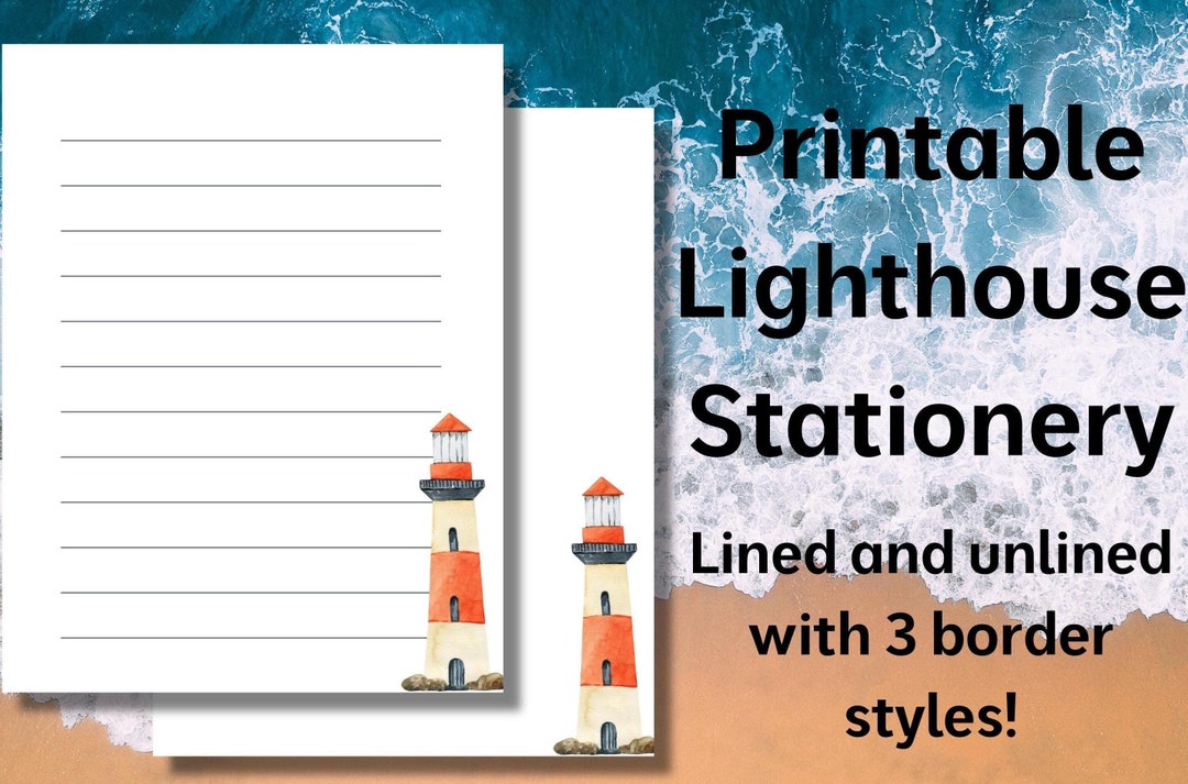 Printable Stationery Lighthouse Themed Writing Set & Journal Cards - Etsy