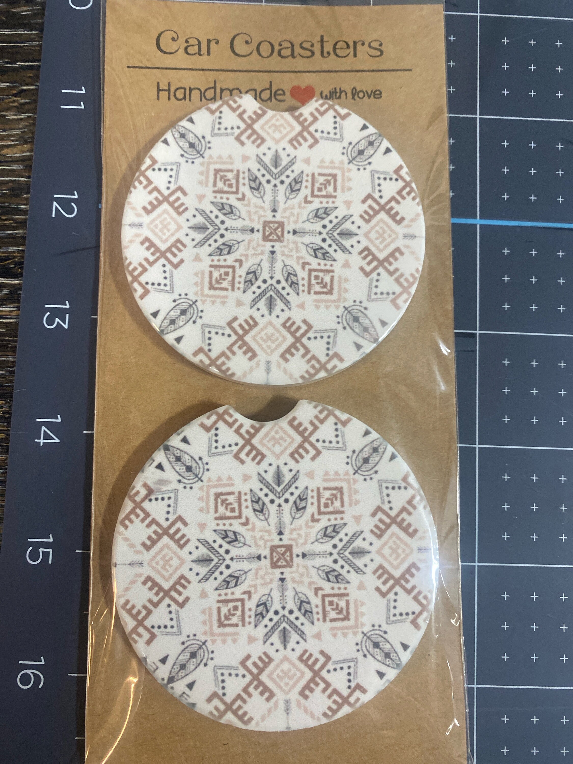 Ceramic Car Coasters, Multiple Options, Aztec, Boho, Boho Floral, Moon ...