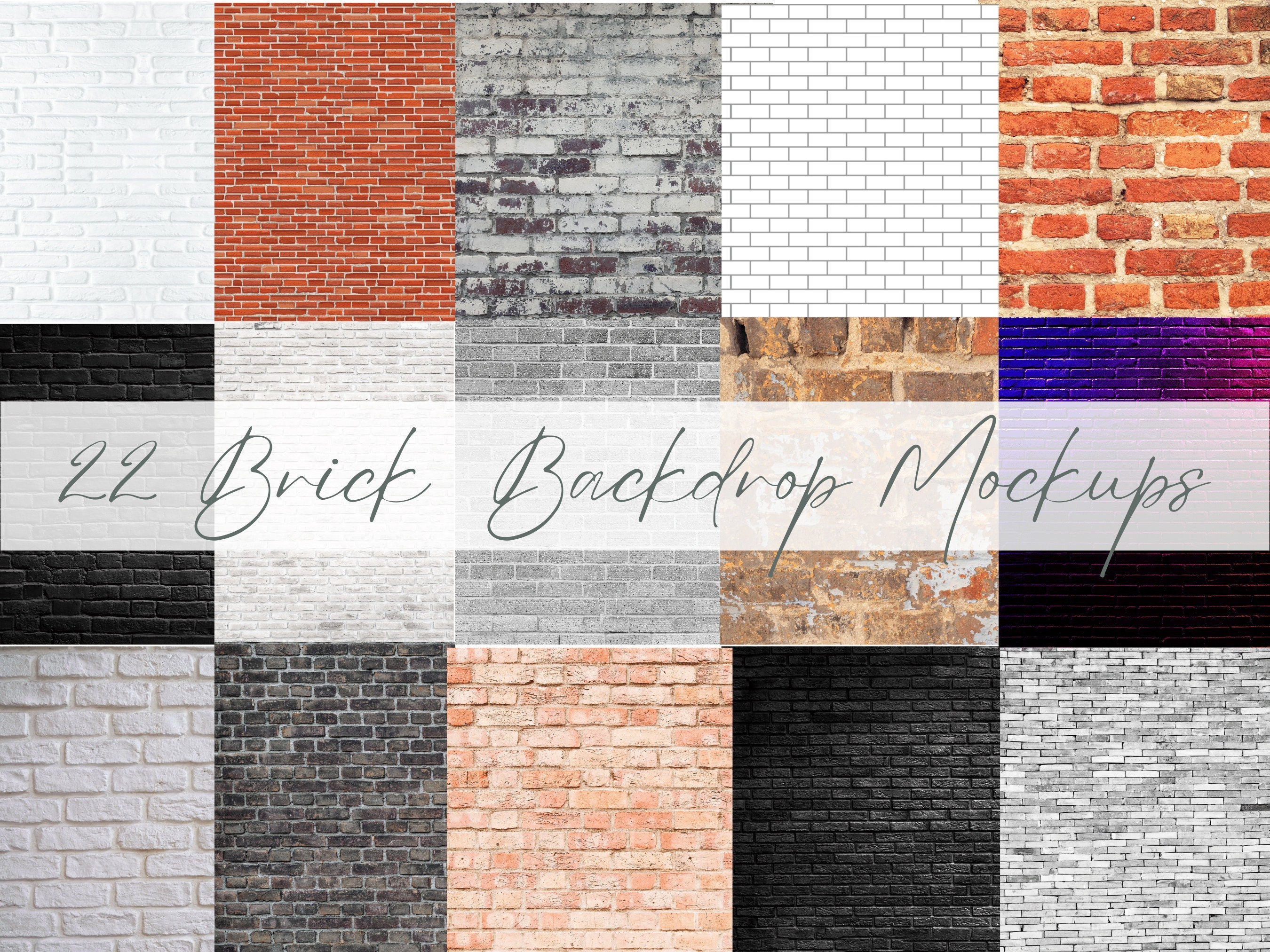 Brick Background Mockups, Brick PNG Mockups, Brick Textures Digital ...