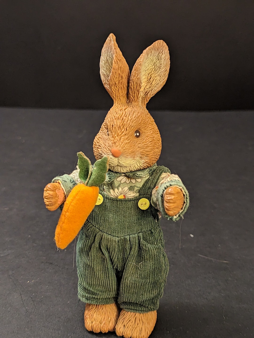 Russ Bunny Rabbit Doll in Overalls With Carrot Bunny Figurine - Etsy