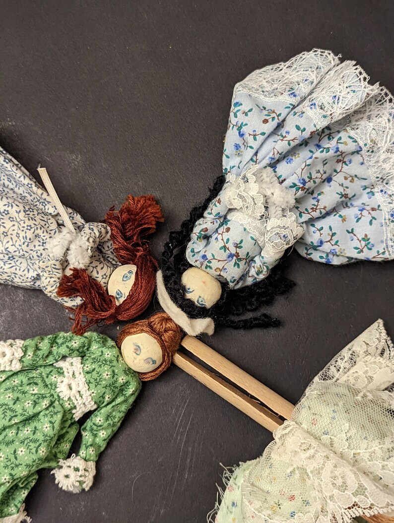 Vintage Clothes Pin Dolls Folk Art Whimsical Toys Pretend Play ...