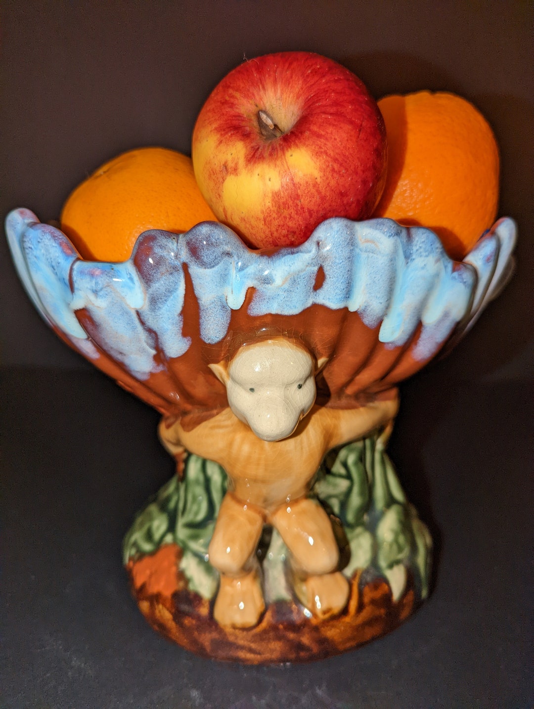 Majolica Monkeys Holding Seashell Centerpieces Decor Fruit Bowl - Etsy