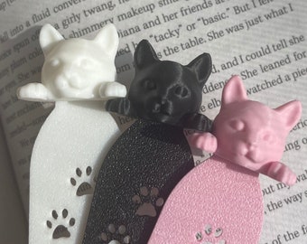 3D Peeking Cat Bookmark 3D Printed Black Plastic Funny Christmas ...