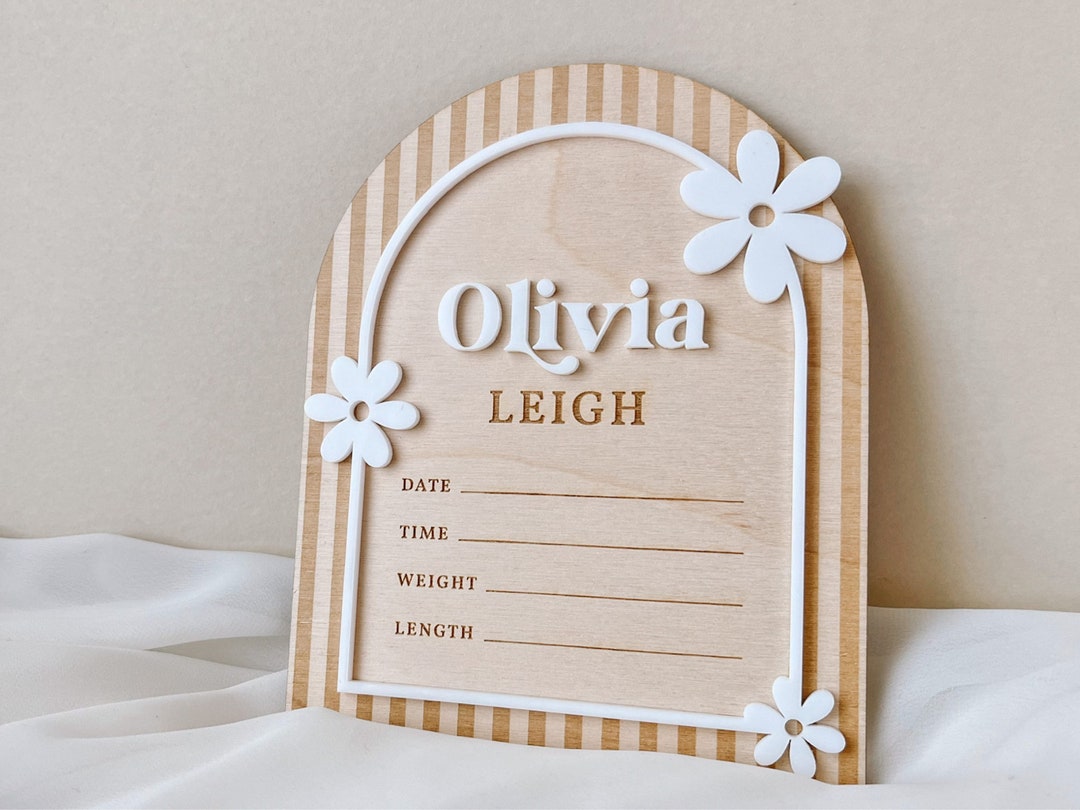 Flower Name Sign Newborn Birth Stat Sign for Hospital Name Sign Baby ...