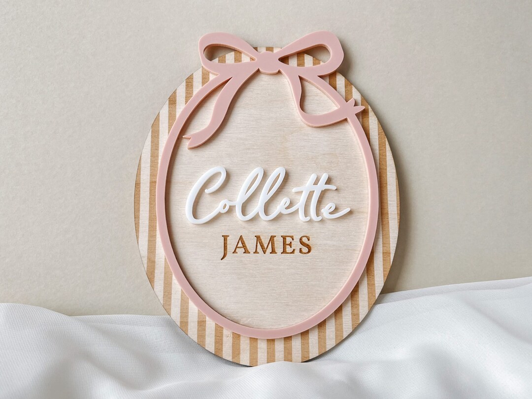 Baby Milestone Girl Name Announcement Baby Sign Pink Bow Milestone ...