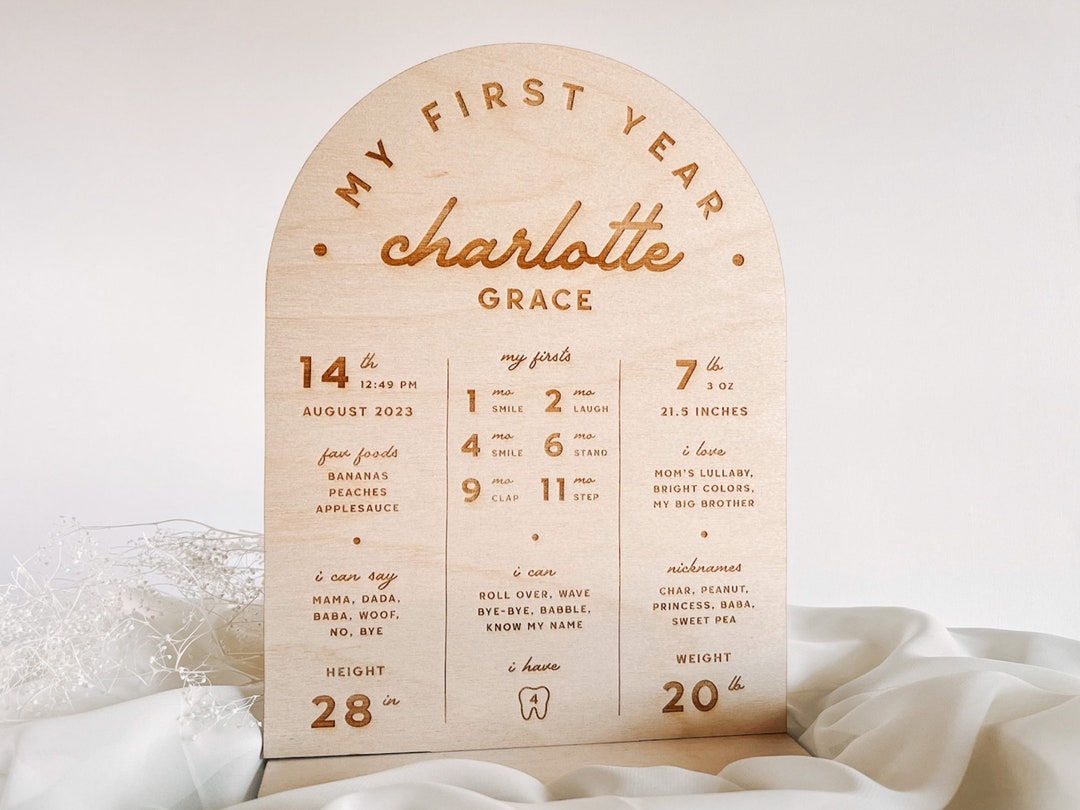 One Year Milestone Sign First Birthday Board Baby First Year Milestone ...