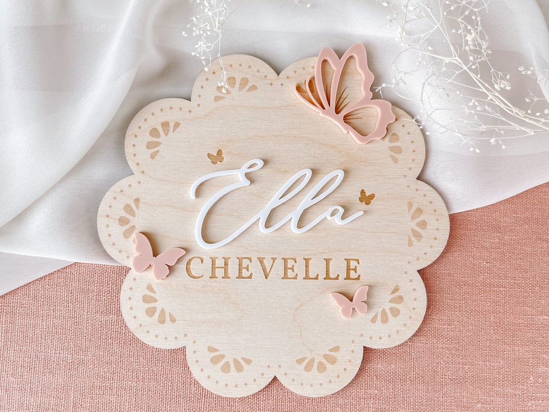 Newborn Announcement Sign Baby Name Announcement Sign Butterfly ...