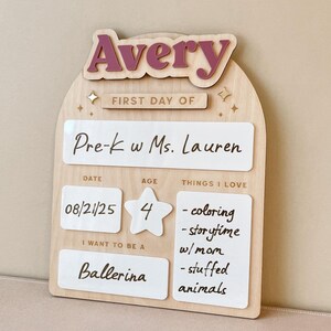 Personalized First Day of School Sign Reusable First Day of Preschool ...