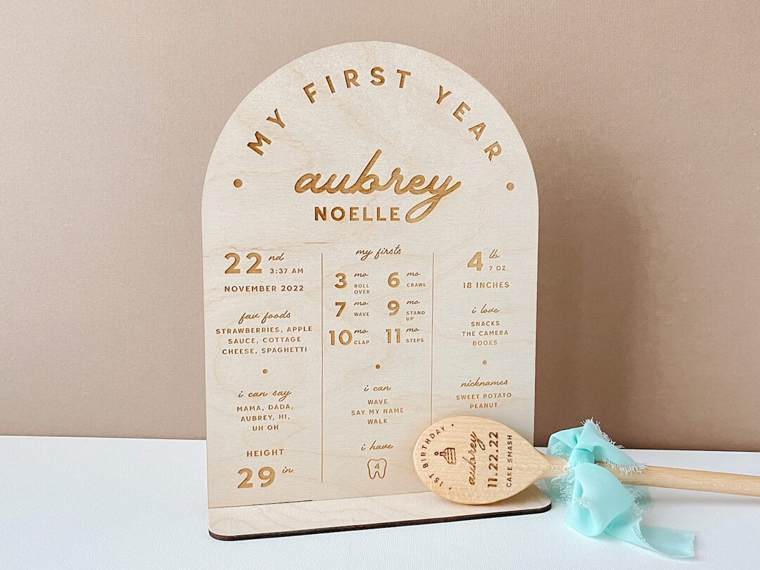 First Birthday Milestone Board Baby First Year First Birthday Stat ...