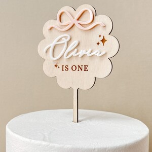 Bow First Birthday Cake Topper Girl Bow Cake Topper Pink Bow Birthday ...