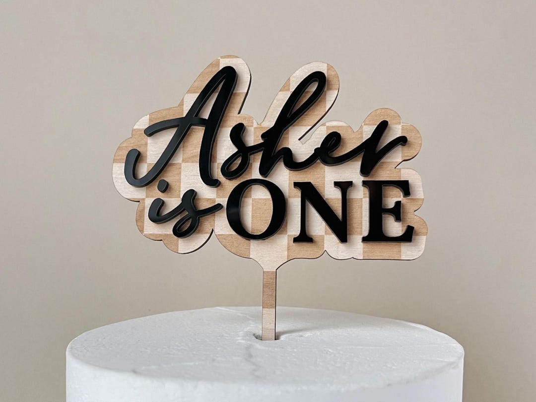 Checker Boy Cake Topper Retro One Happy Dude Boho Cake Topper Boy First ...