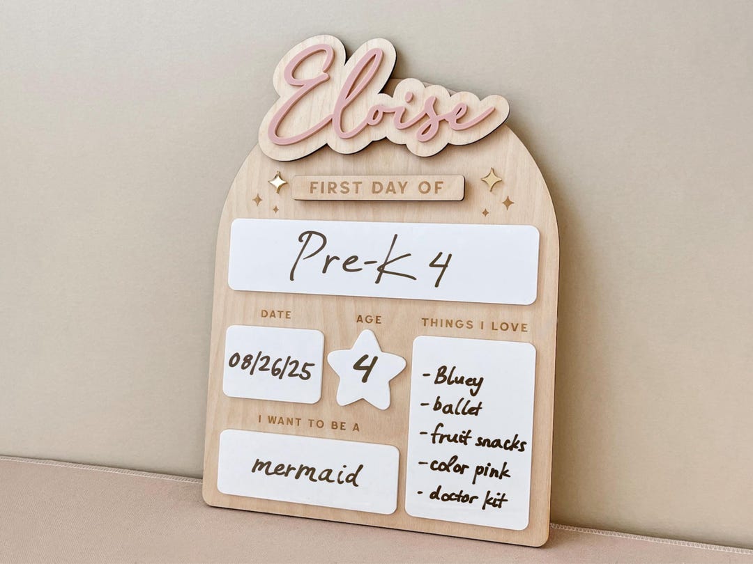 Preschool First Day Board Sign Reusable Back to School First Day of ...