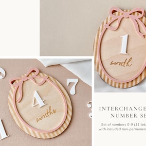 Baby Milestone Girl Name Announcement Baby Sign Pink Bow Milestone ...