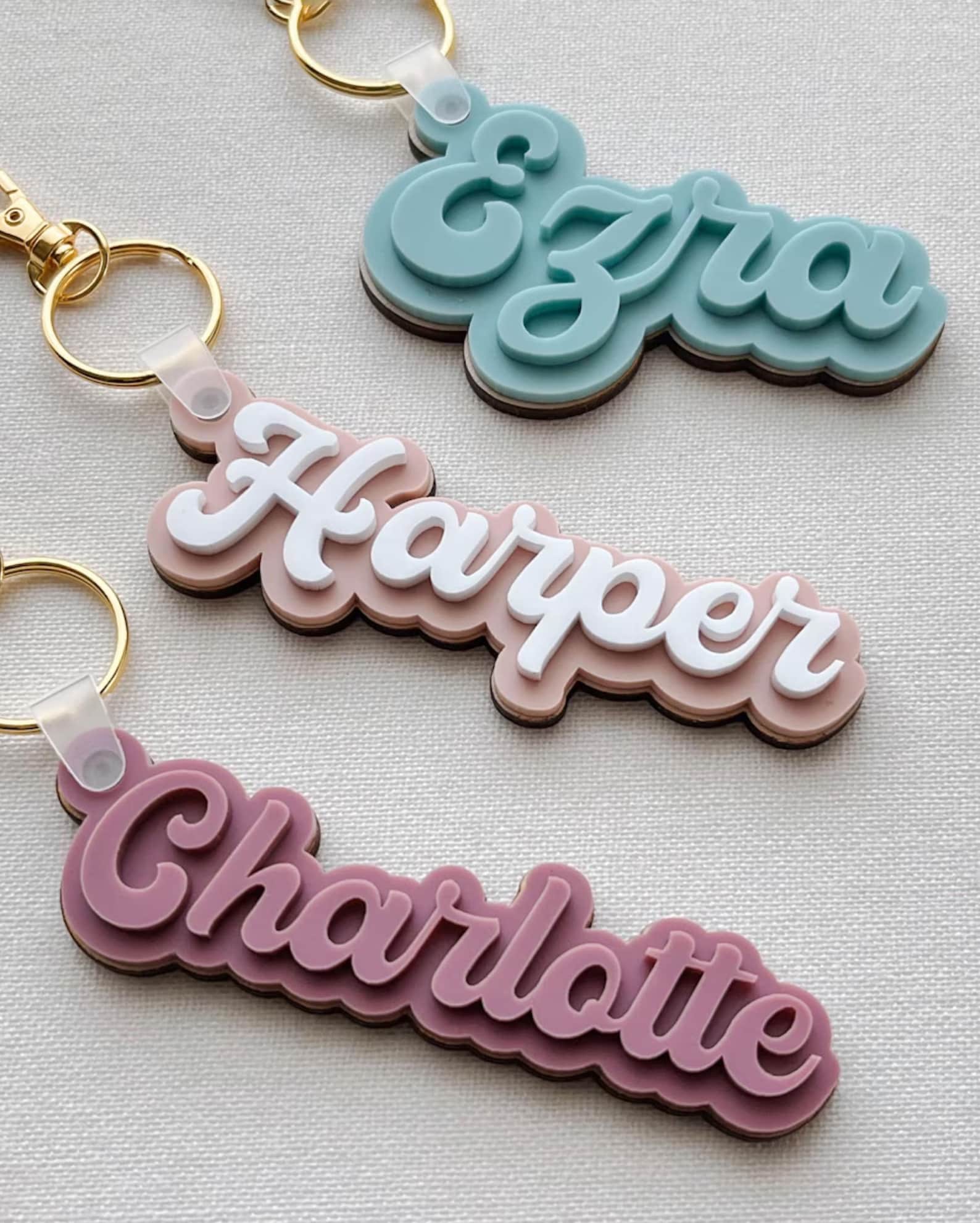 Name Keychain Acrylic Cute Keychain Custom Bag Tag Kid Custom Name ...